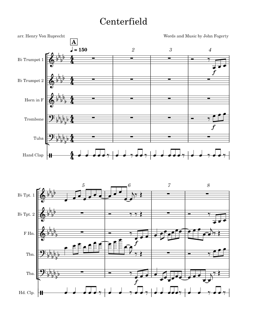 Centerfield – John Fogerty Sheet music for Trombone, Tuba, Trumpet in b ...