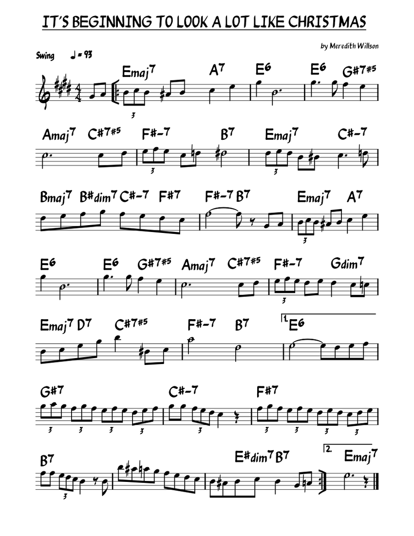 It's Beginning to Look a Lot Like Christmas - Meredith Willson Sheet ...