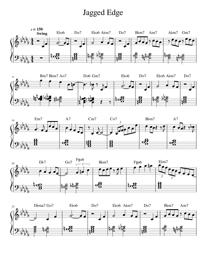 Jagged Edge Sheet Music with Chords for Piano (Solo) Easy | MuseScore.com