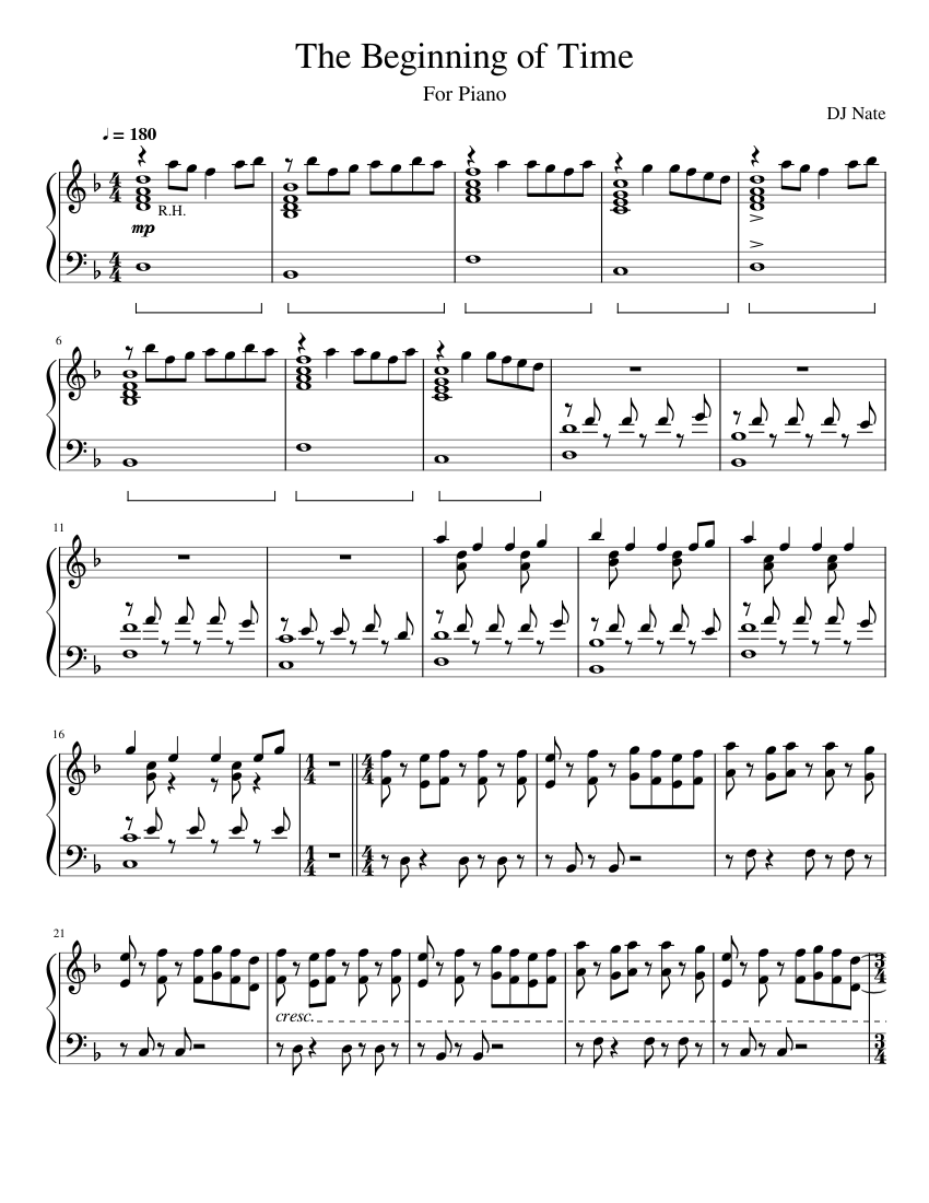 The Beginning of Time - DJ Nate Sheet music for Piano (Solo ...