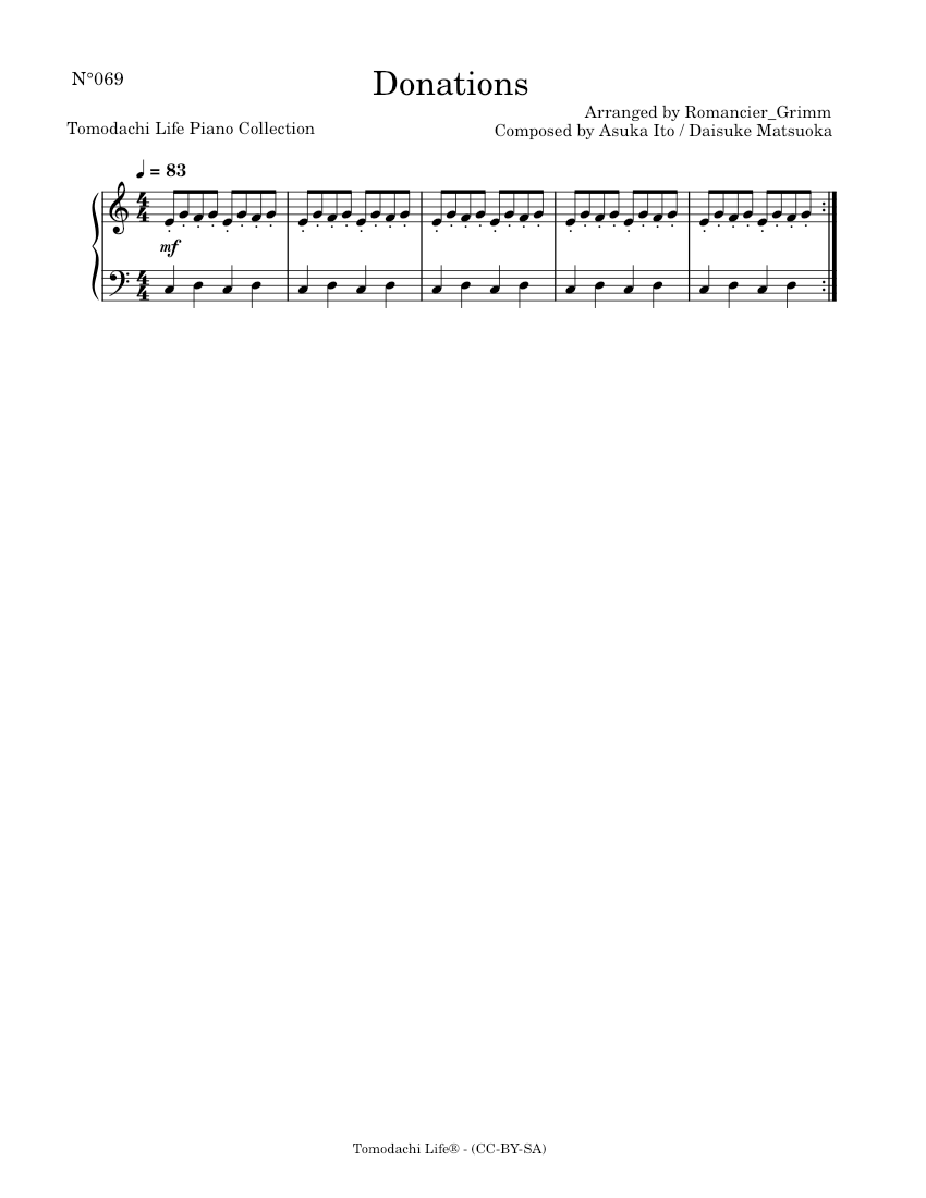 Accepting Donations – Daisuke Matsuoka, Asuka Ito 1 - Accepting Donations Sheet music for Piano ...