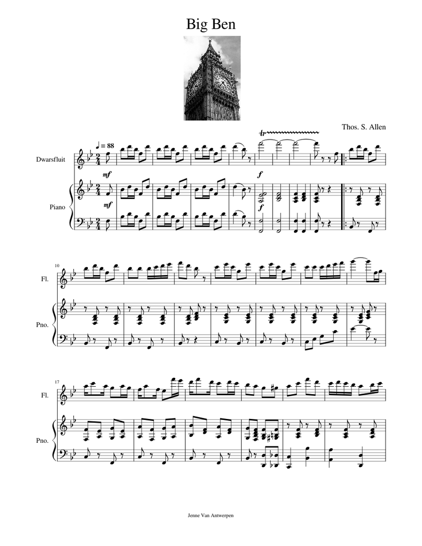 Big Ben – Thos. S. Allen Sheet Music for Piano, Flute (Solo ...