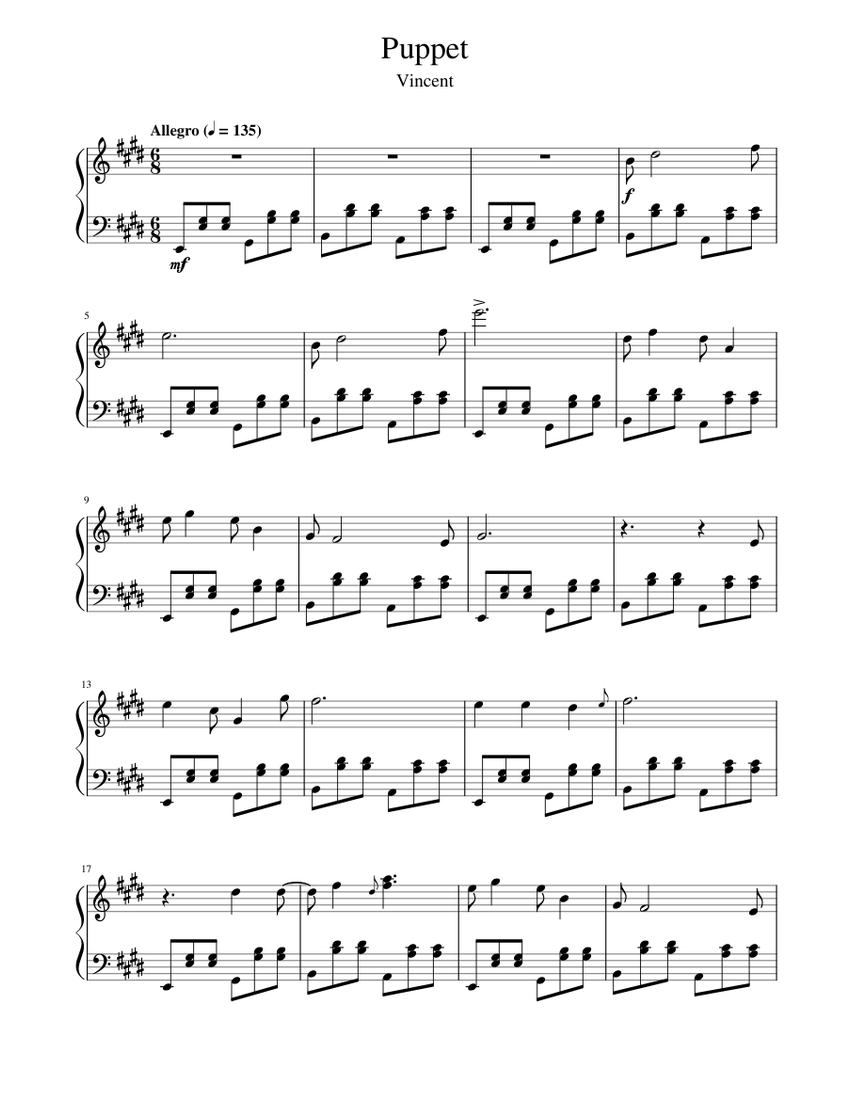 Puppet Sheet music for Piano (Solo) Easy | Musescore.com