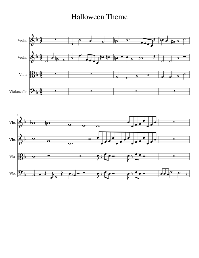 Halloween Theme Sheet music for Violin, Viola (String Quartet ...
