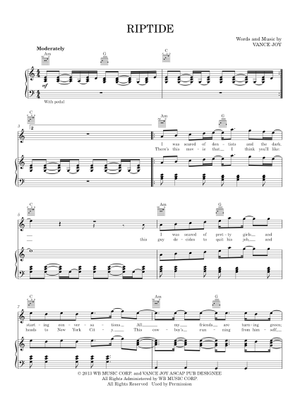 Play Official version of Riptide Sheet Music by Vance Joy for Piano ...