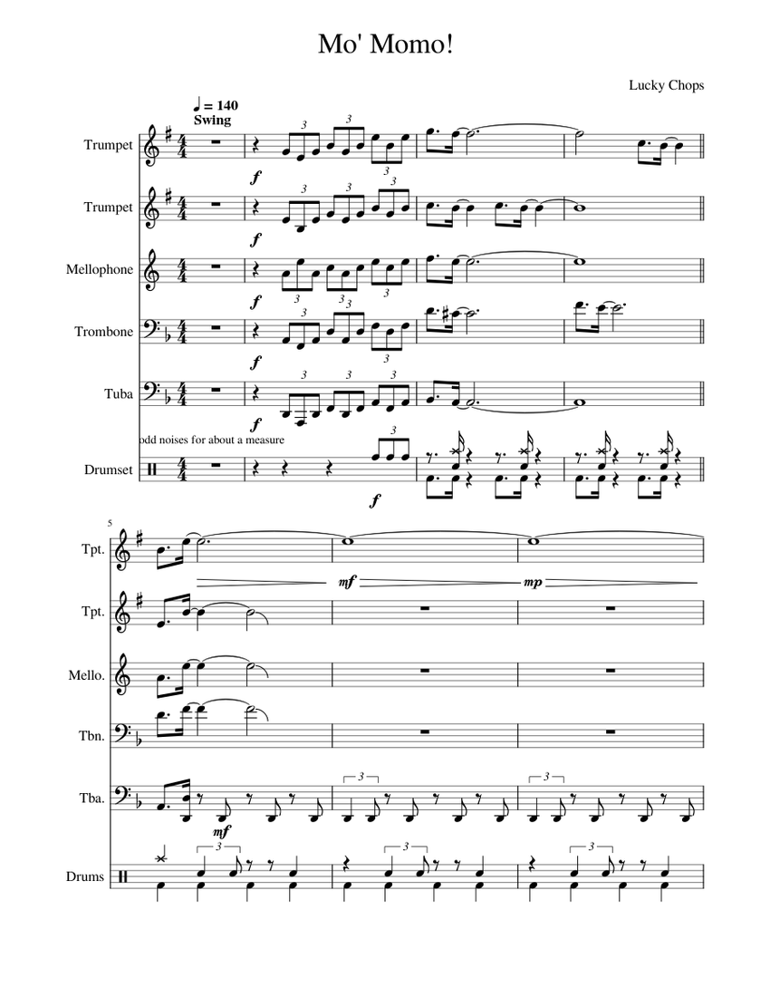 Mo Momo Sheet music for Trombone, Tuba, Mellophone, Trumpet in b-flat & more instruments (Mixed ...