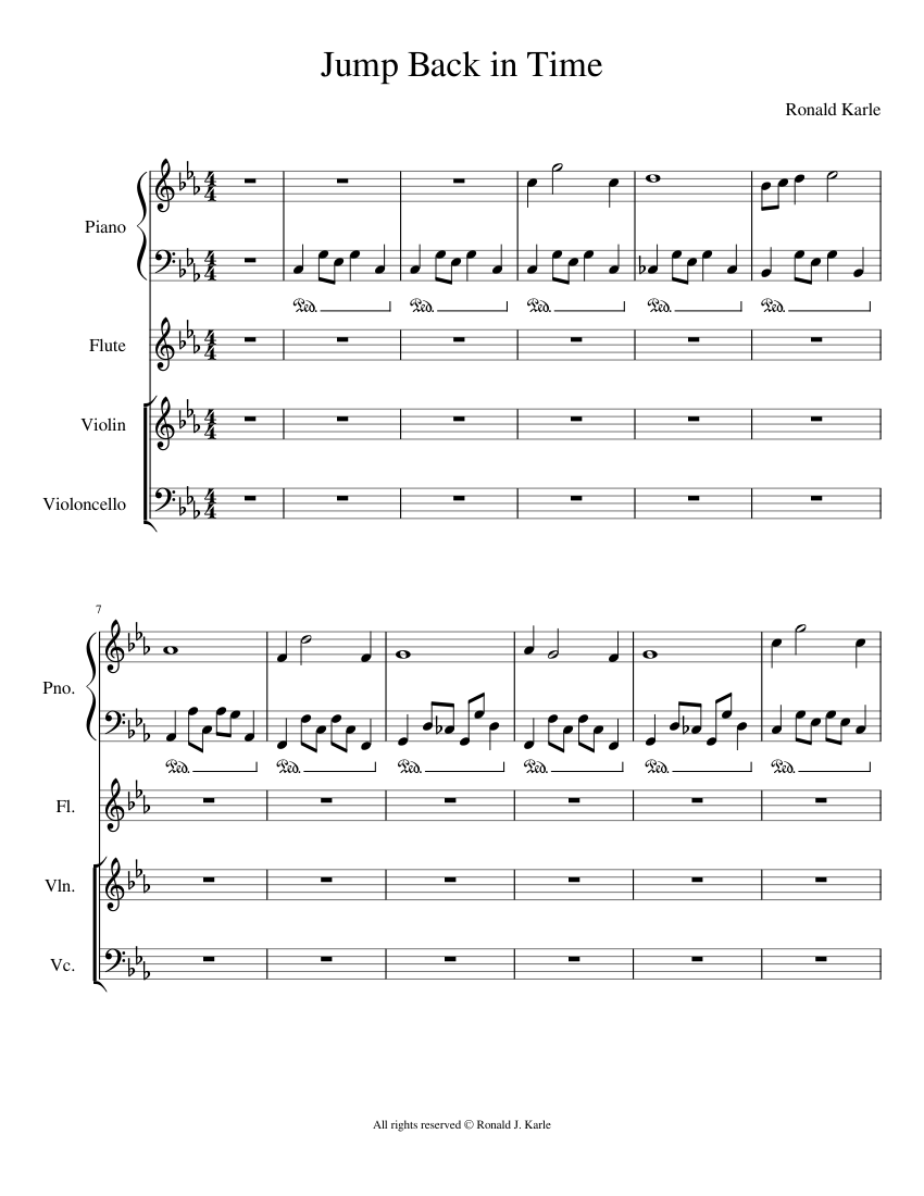 Jump Back in Time Sheet music for Piano, Flute, Violin, Cello (Mixed ...