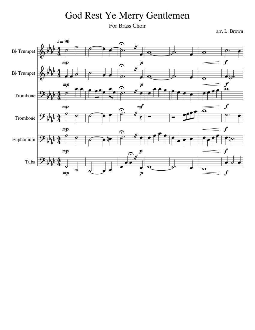 God Rest Ye Merry Gentlemen Sheet Music for Trombone, Euphonium, Tuba ...