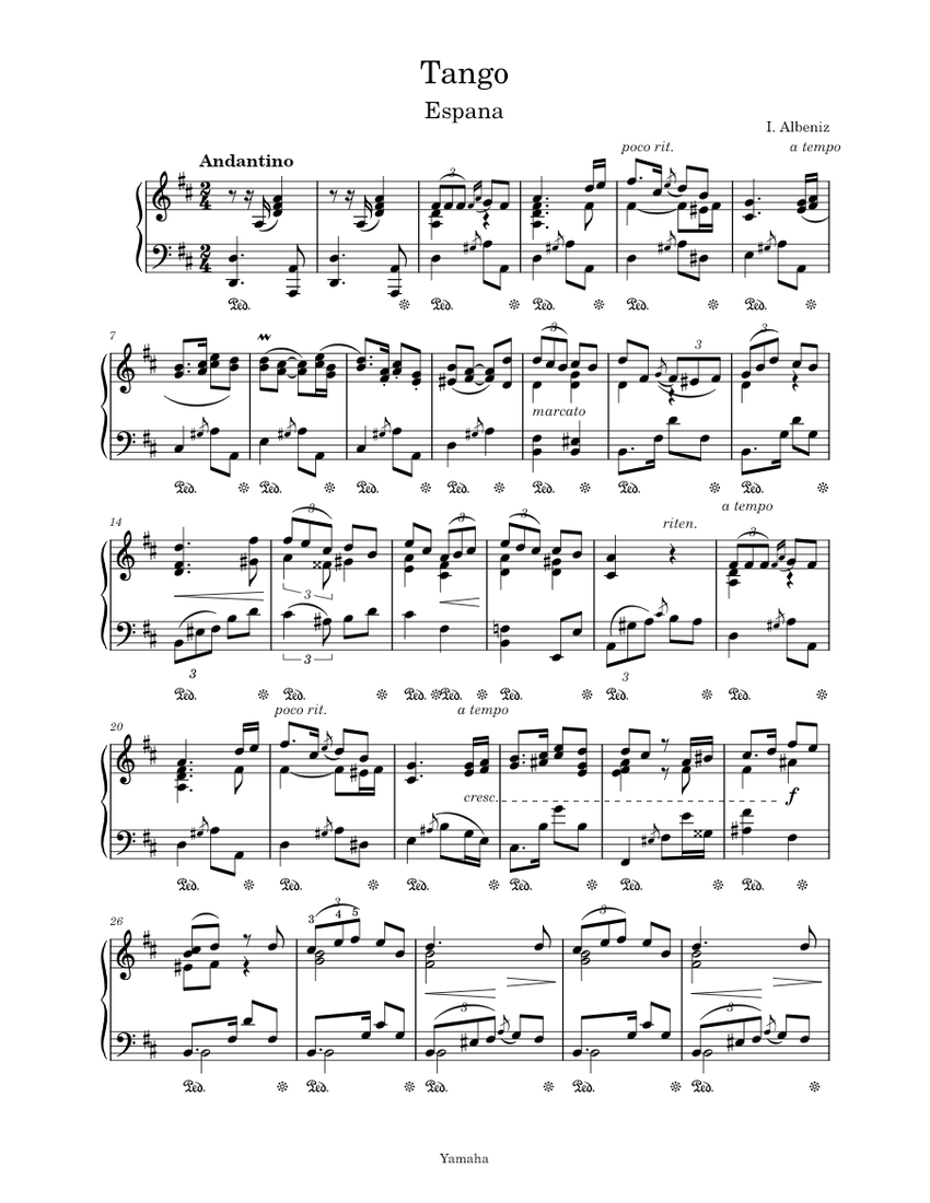 Albeniz Tango op 164 nr. 2 – Isaac Albéniz Tango Sheet music for Piano ...