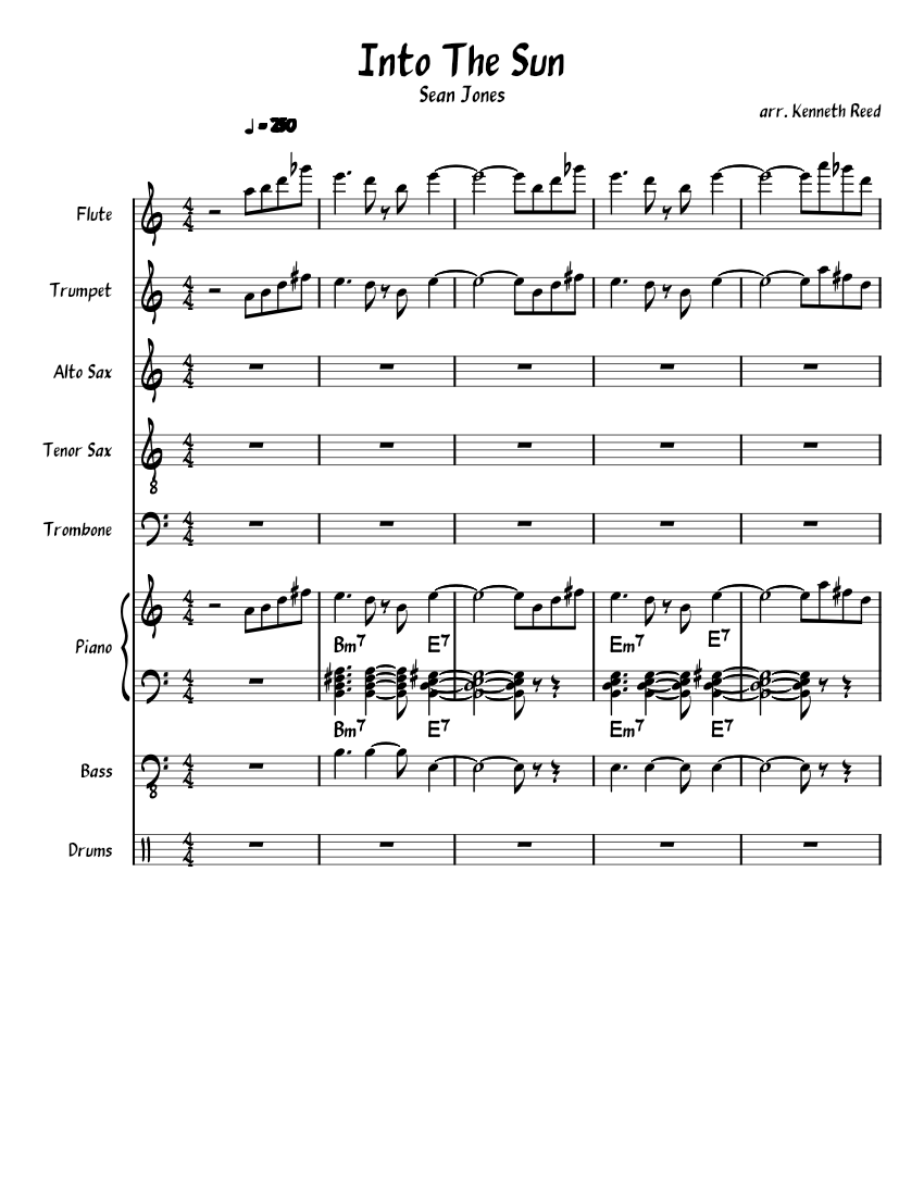 Into The Sun Sheet Music with Chords for Piano, Trombone, Flute ...
