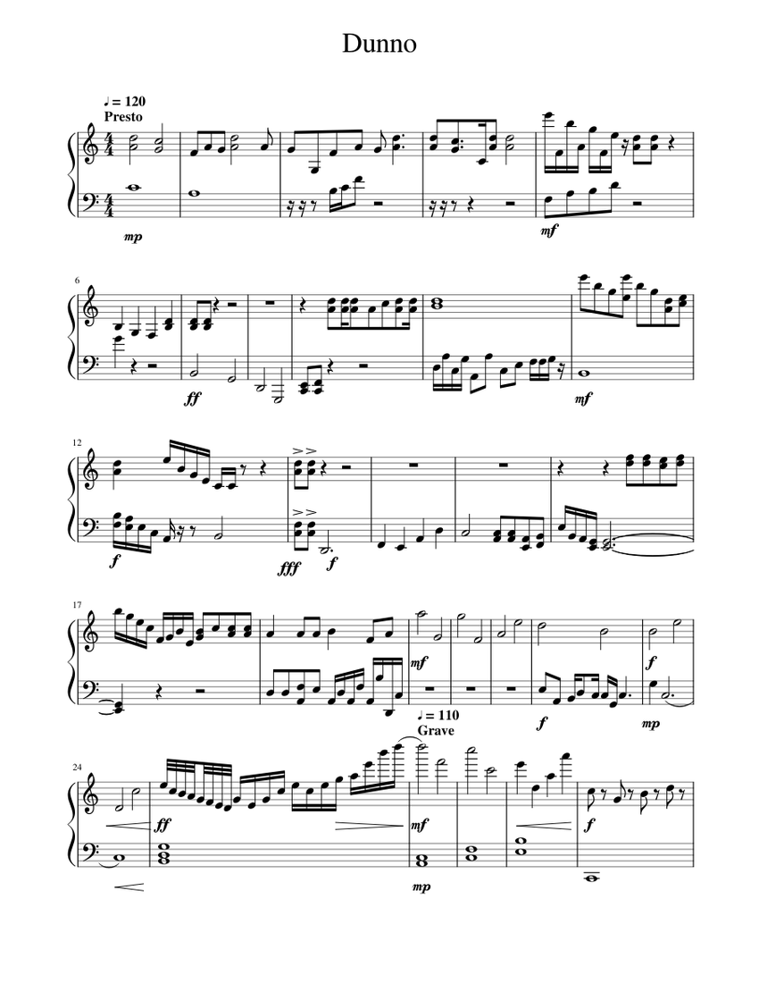 Dunno Sheet music for Piano (Solo) | Musescore.com