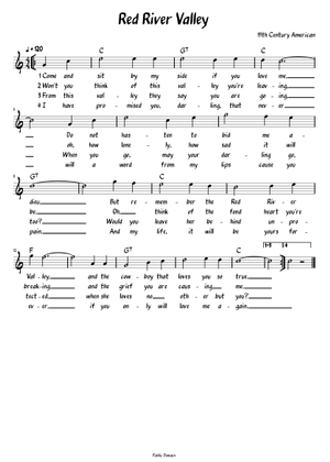 Play Official version of Red River Valley Sheet Music by Misc tunes for ...