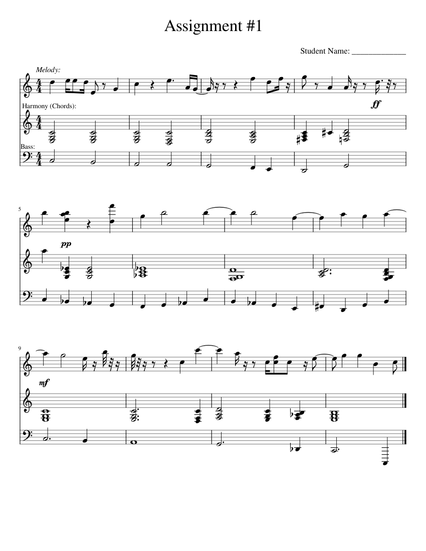Assignment 1 Spring 2022 Sheet Music for Piano (Solo) easy | MuseScore.com