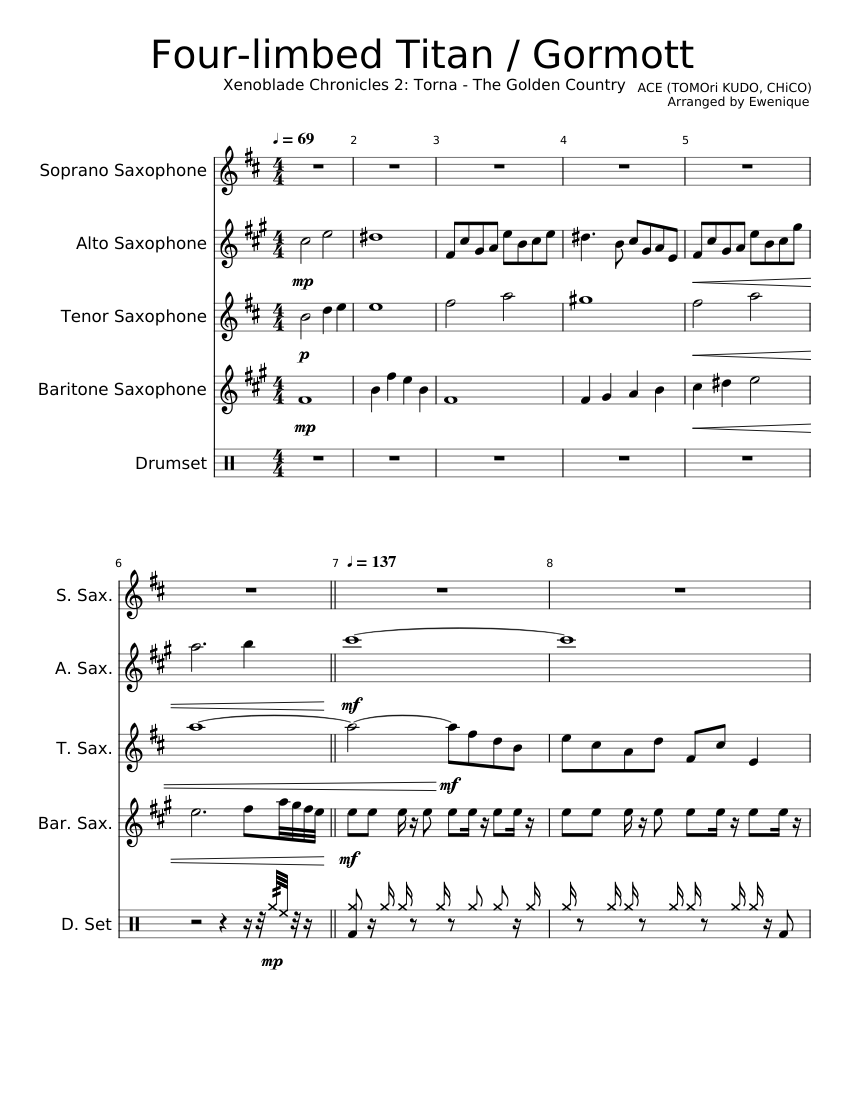 Gormott - for Sax Quartet+ Sheet music for Saxophone alto, Saxophone ...