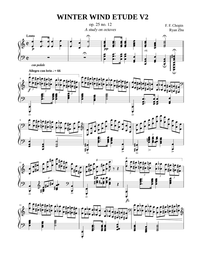 Chopin - Etude Op. 25 No. 11 "Winter Wind" (VARIATION) Sheet Music for ...
