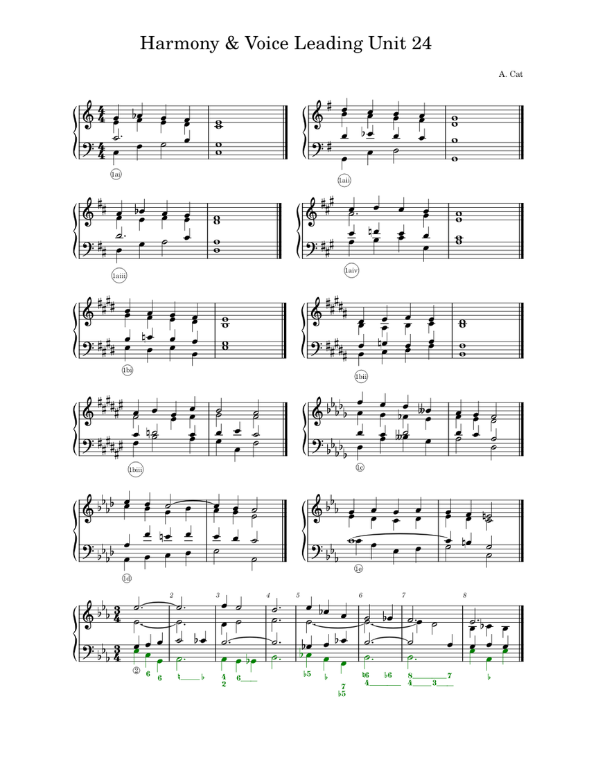 Harmony & Voice Leading Unit 24 Exercises Sheet Music for Organ (Solo ...
