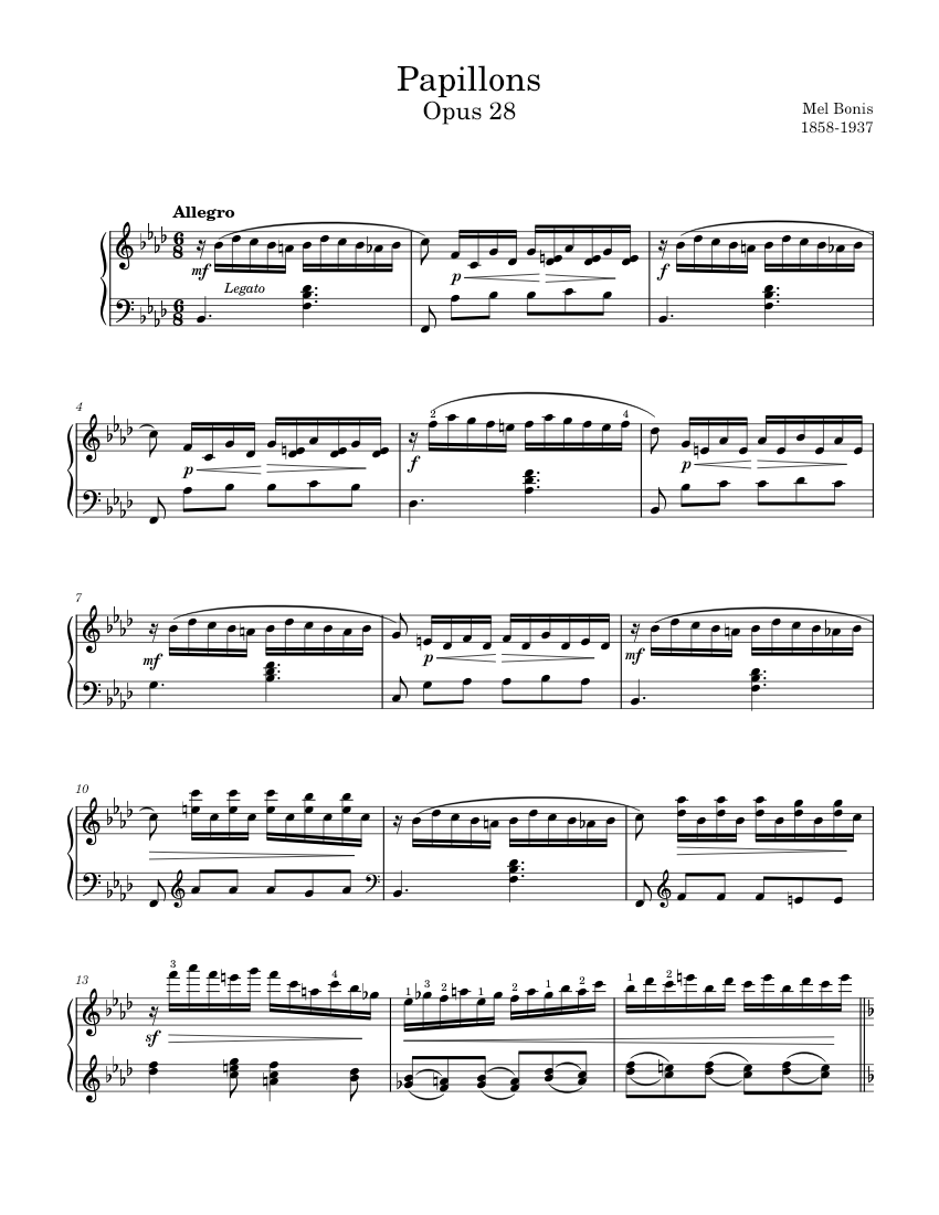 Les Papillons - Mel Bonis Sheet Music for Piano (Solo) | MuseScore.com