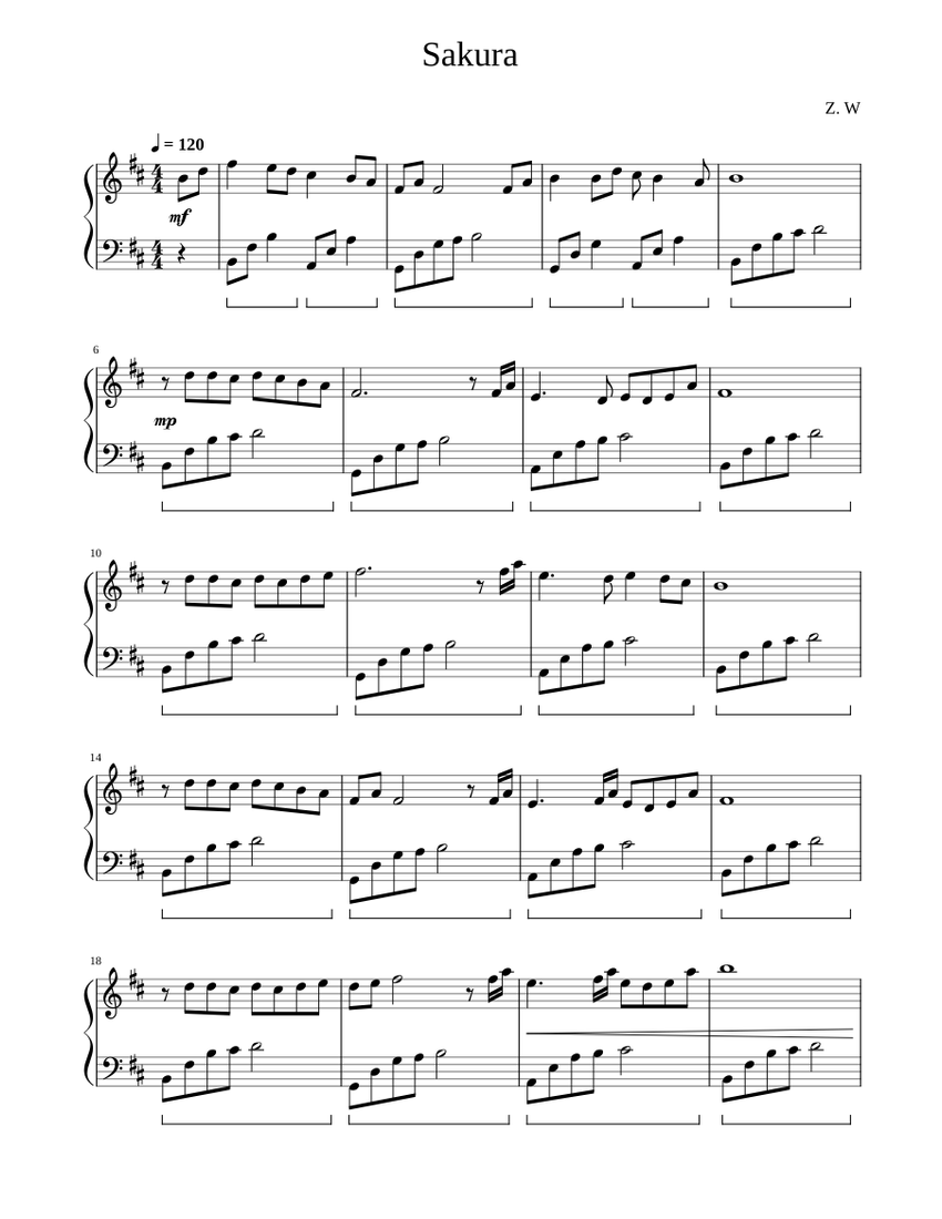 Sakura Sheet Music for Piano (Solo) | MuseScore.com