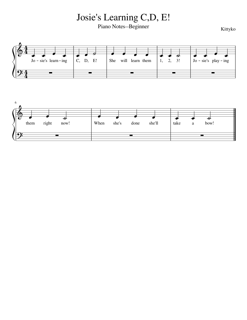 Josie s Learning C D E Sheet music for Piano (Solo) Easy | Musescore.com