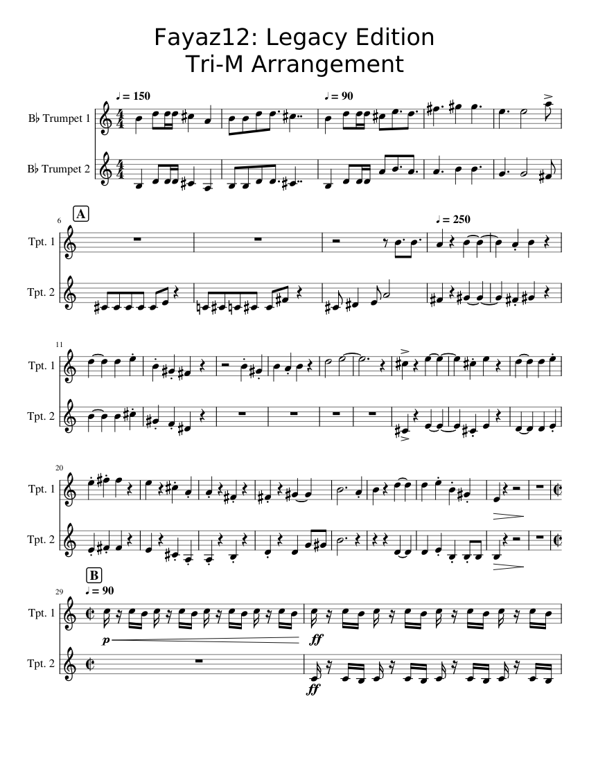 Fayaz12_Tri-M_Edition Sheet music for Trumpet in b-flat (Brass Duet ...