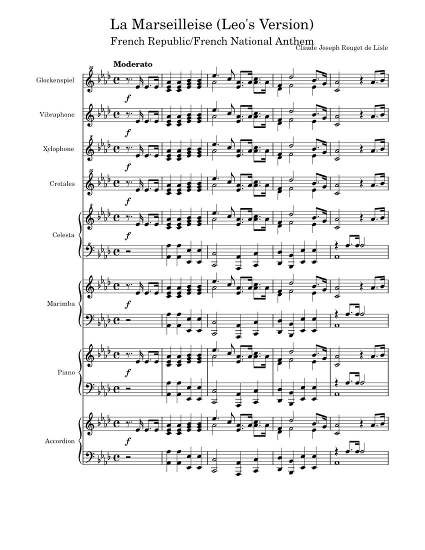 French National Anthem (La Marseillaise): Leo's Version Sheet Music for ...