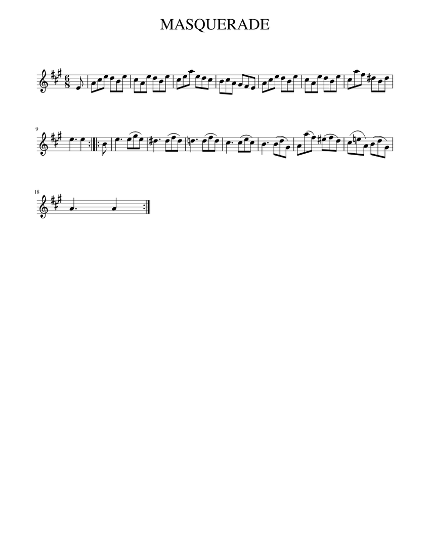 MASQUERADE Sheet music for Piano (Solo) | Musescore.com