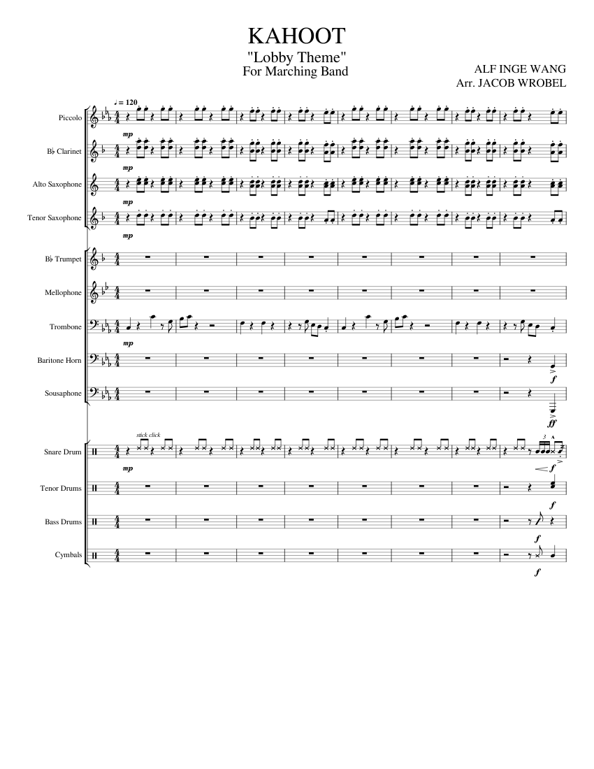 Kahoot - Lobby Theme Sheet music for Trombone, Mellophone, Flute ...