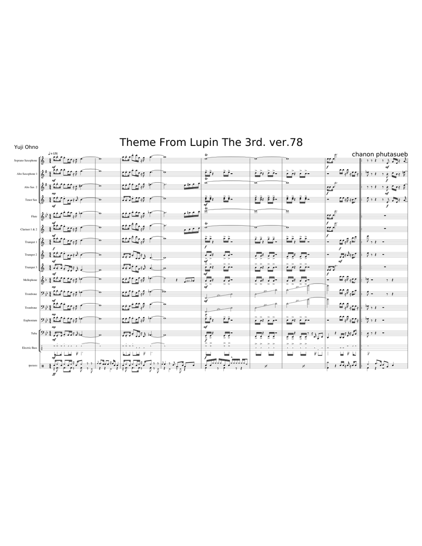 THEME FROM LUPIN III ver.78 Sheet Music and Tab for Trombone, Euphonium ...