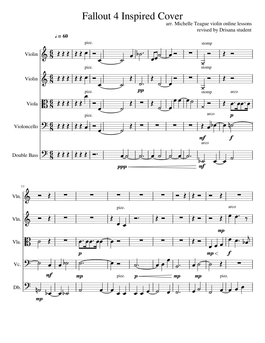 Fallout_4_Inspired Cover Sheet music for Contrabass, Violin, Viola ...