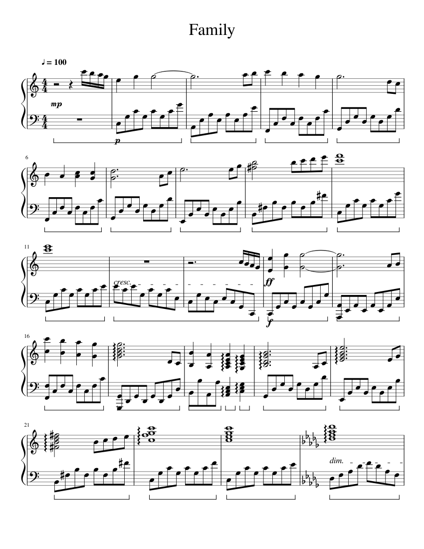 Family Sheet music for Piano (Solo) | Musescore.com