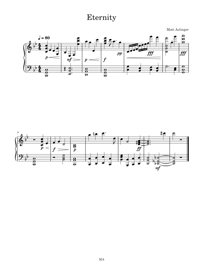 Eternity Sheet music for Piano (Solo) Easy | Musescore.com