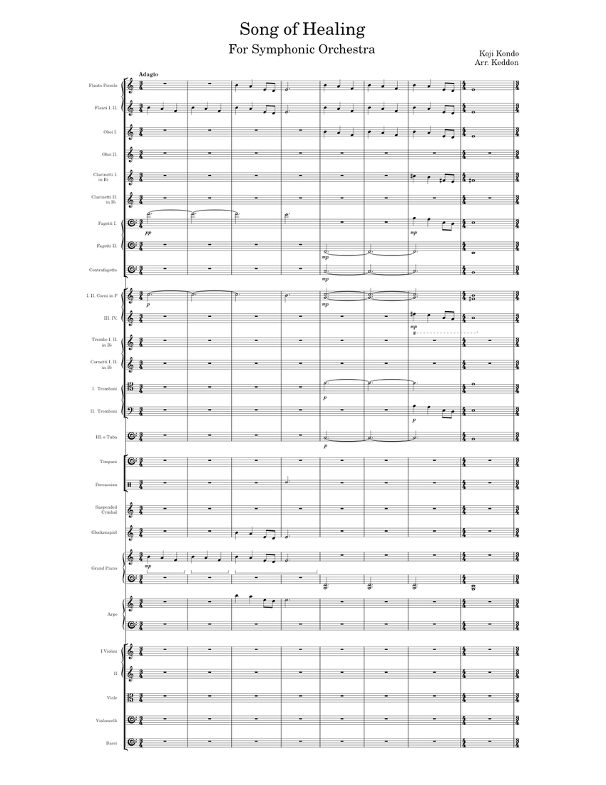 Song of Healing Sheet music for Piano, Cornet, Trombone tenor, Trombone ...