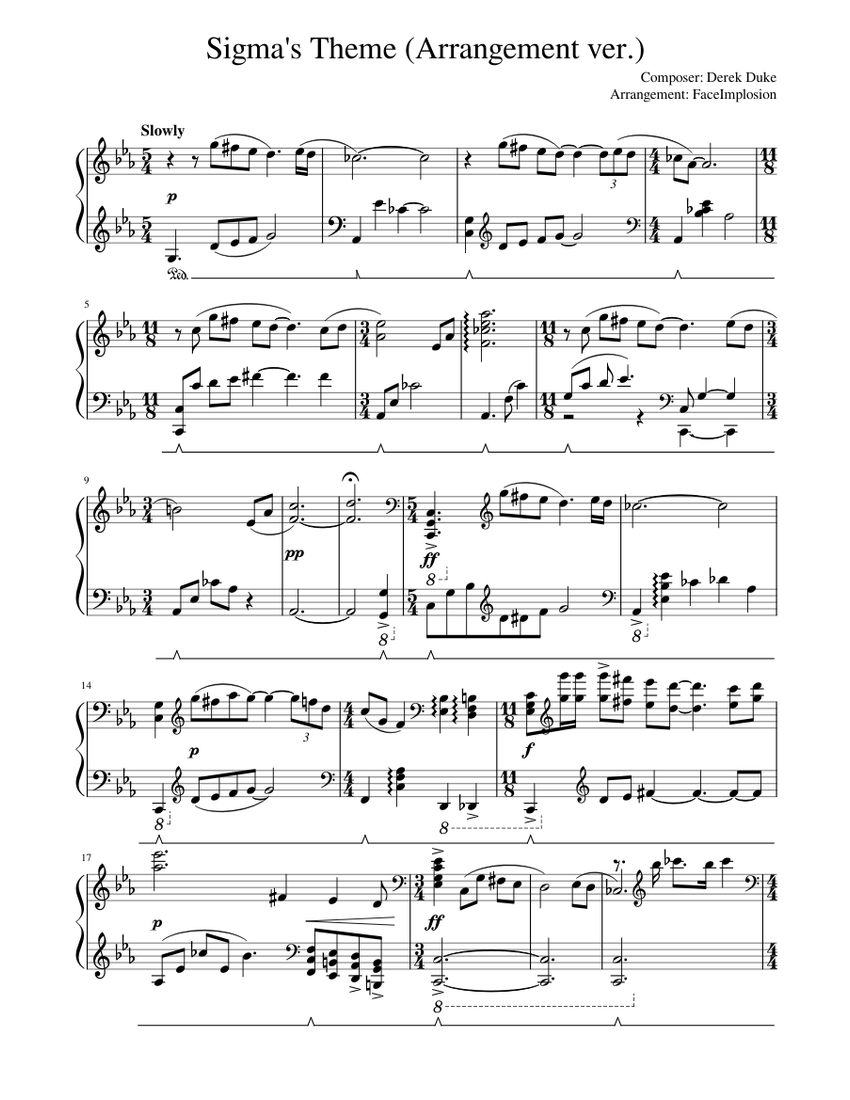 Sigma's Theme (Arrangement, v1.0) Sheet music for Piano (Solo ...