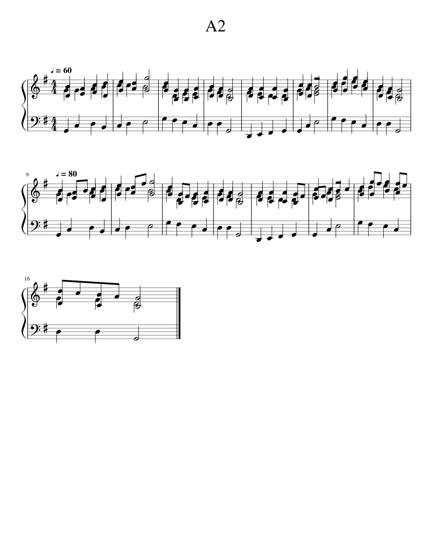 A2 Sheet Music for Piano (Solo) easy | MuseScore.com
