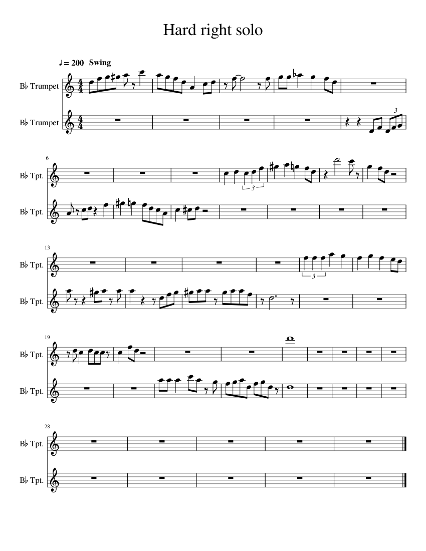 Hard Right Trumpet Solos Sheet music for Trumpet in b-flat (Brass Duet ...