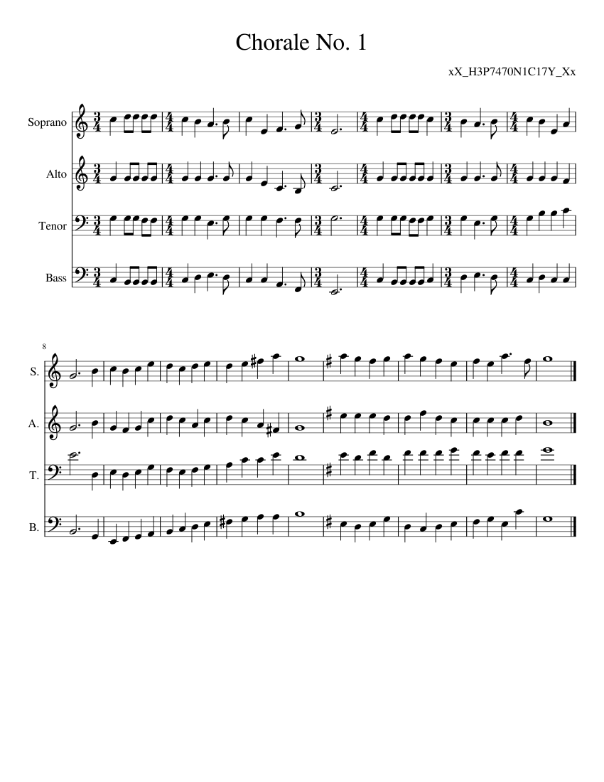Chorale No. 1 Sheet music for Soprano, Alto, Tenor, Bass voice (Choral ...