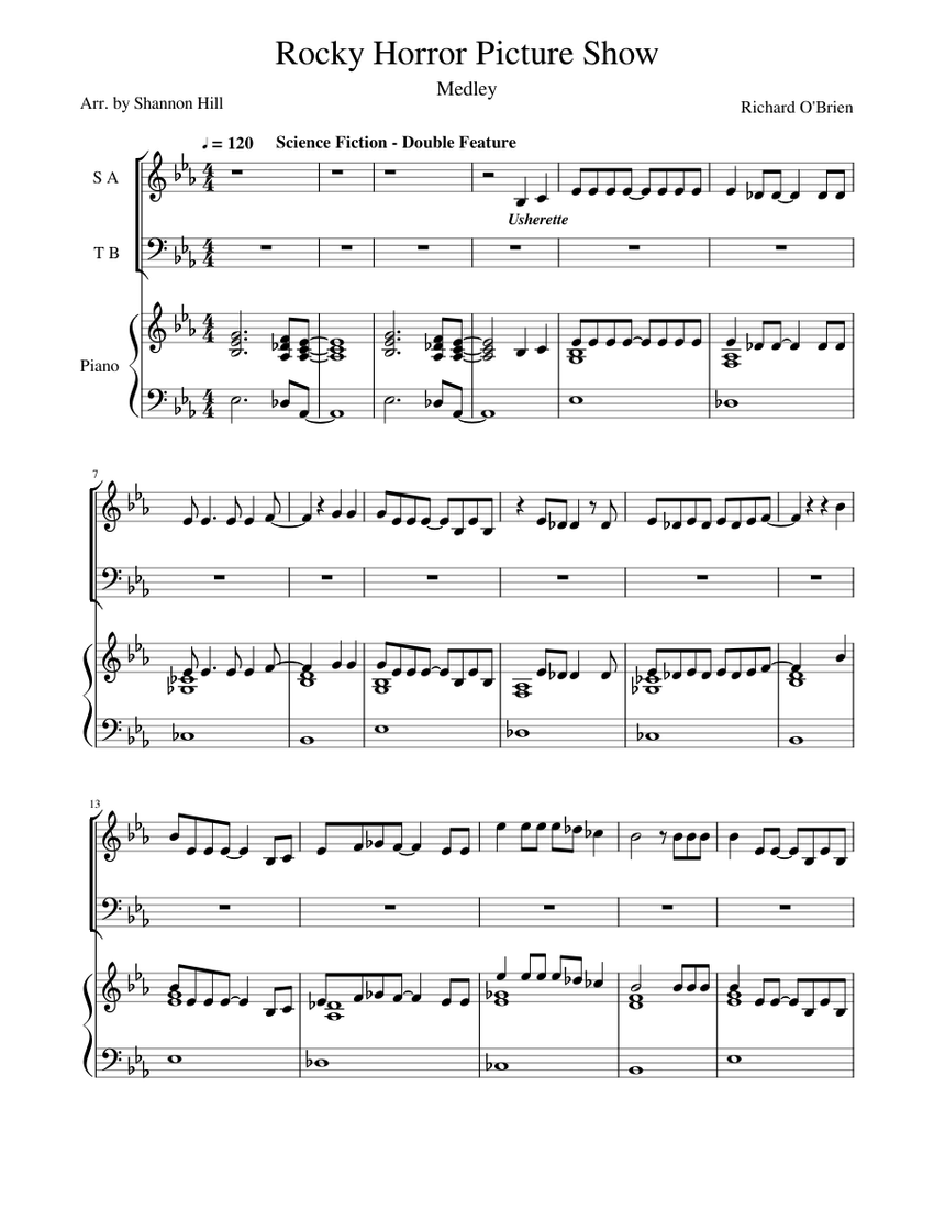 Rocky Horror Picture Show Sheet Music for Piano, Vocals (Mixed Trio ...