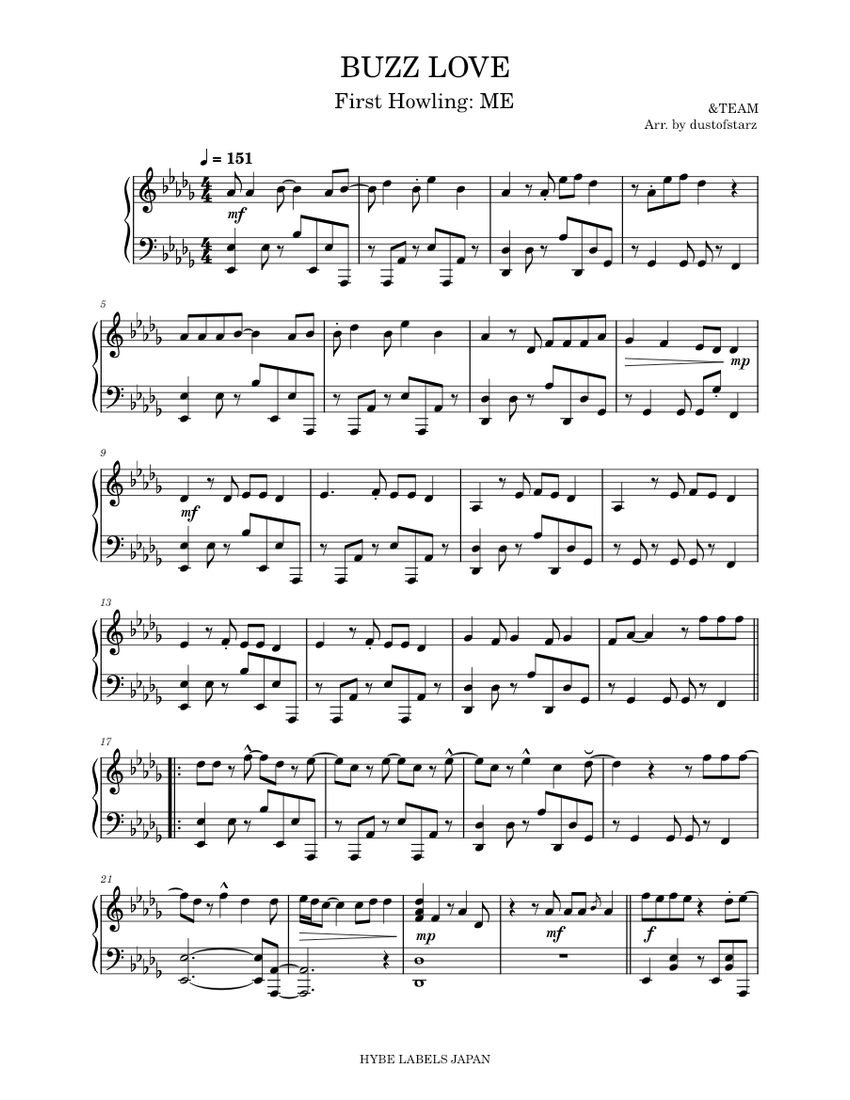 BUZZ LOVE - &TEAM Sheet music for Piano (Solo) | Musescore.com
