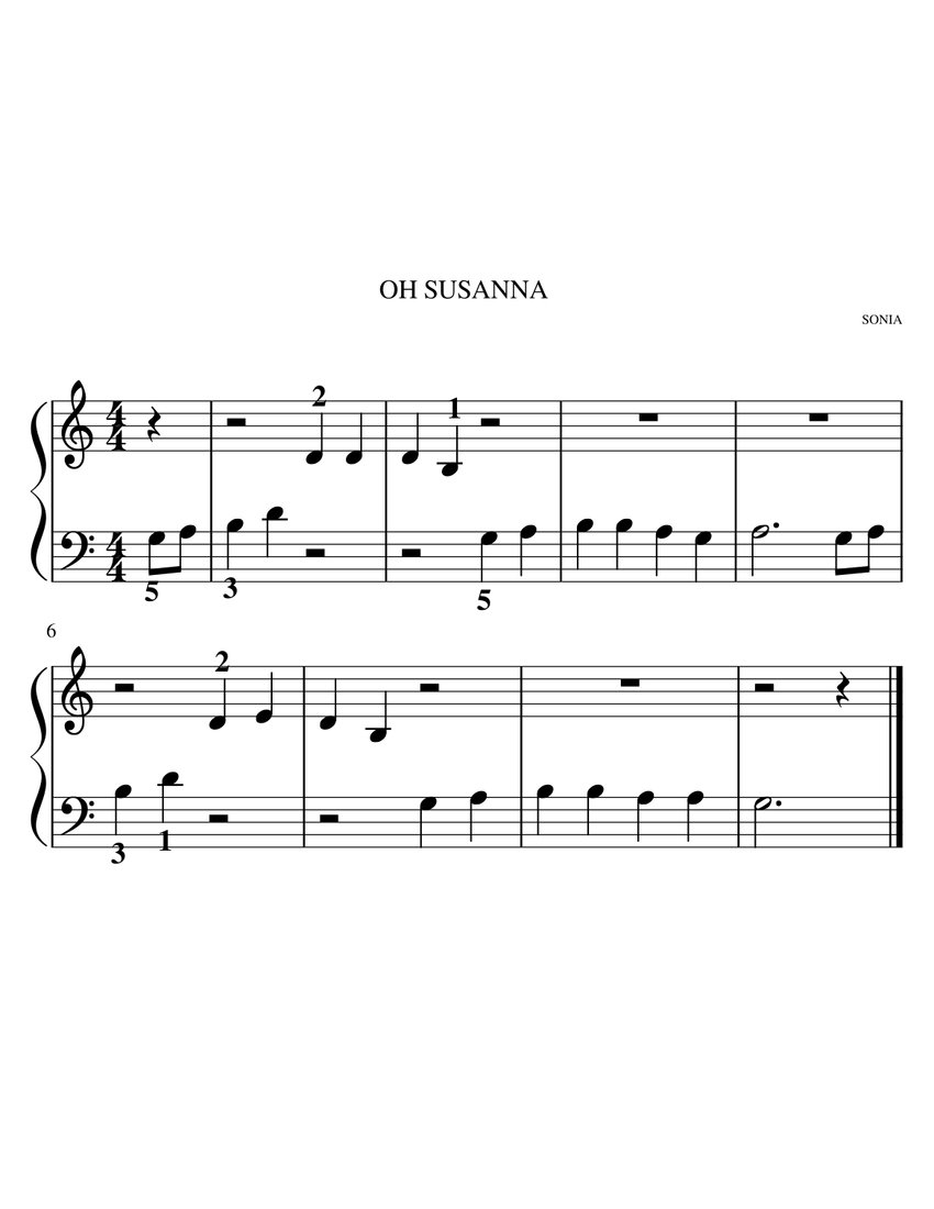 OH SUSANNA Sheet music for Piano (Solo) | Musescore.com