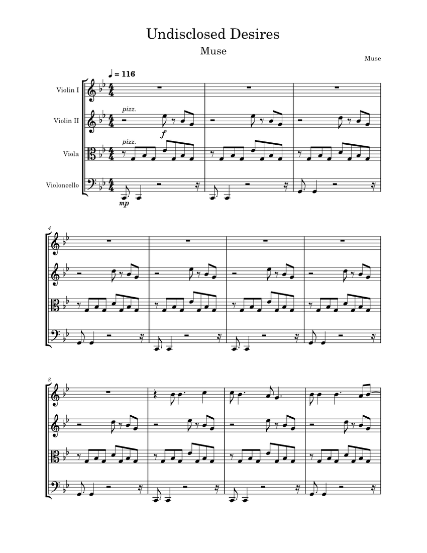Undisclosed Desires – Muse Sheet music for Violin, Viola, Cello (String ...