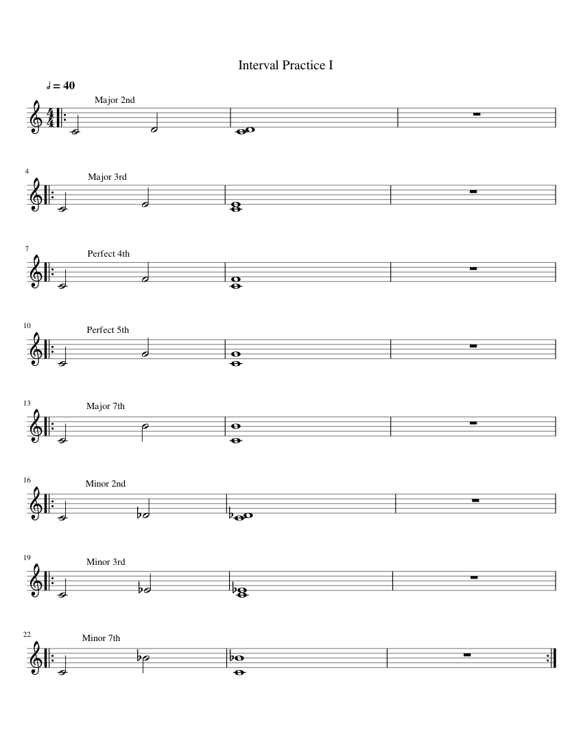 Intervals practice I Sheet music for Piano (Solo) Easy | Musescore.com