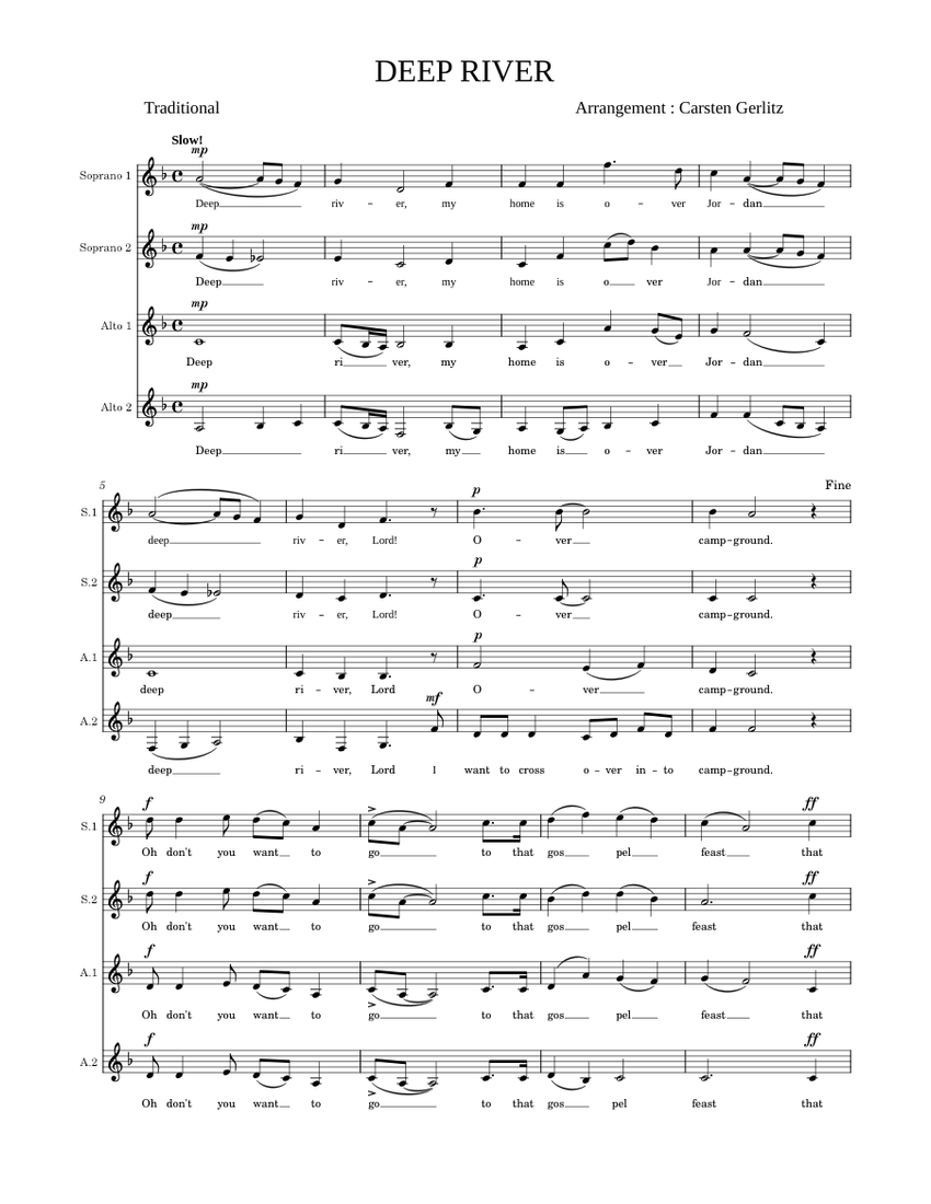 Deep River – Misc Traditional Sheet music for Soprano, Alto (SATB ...