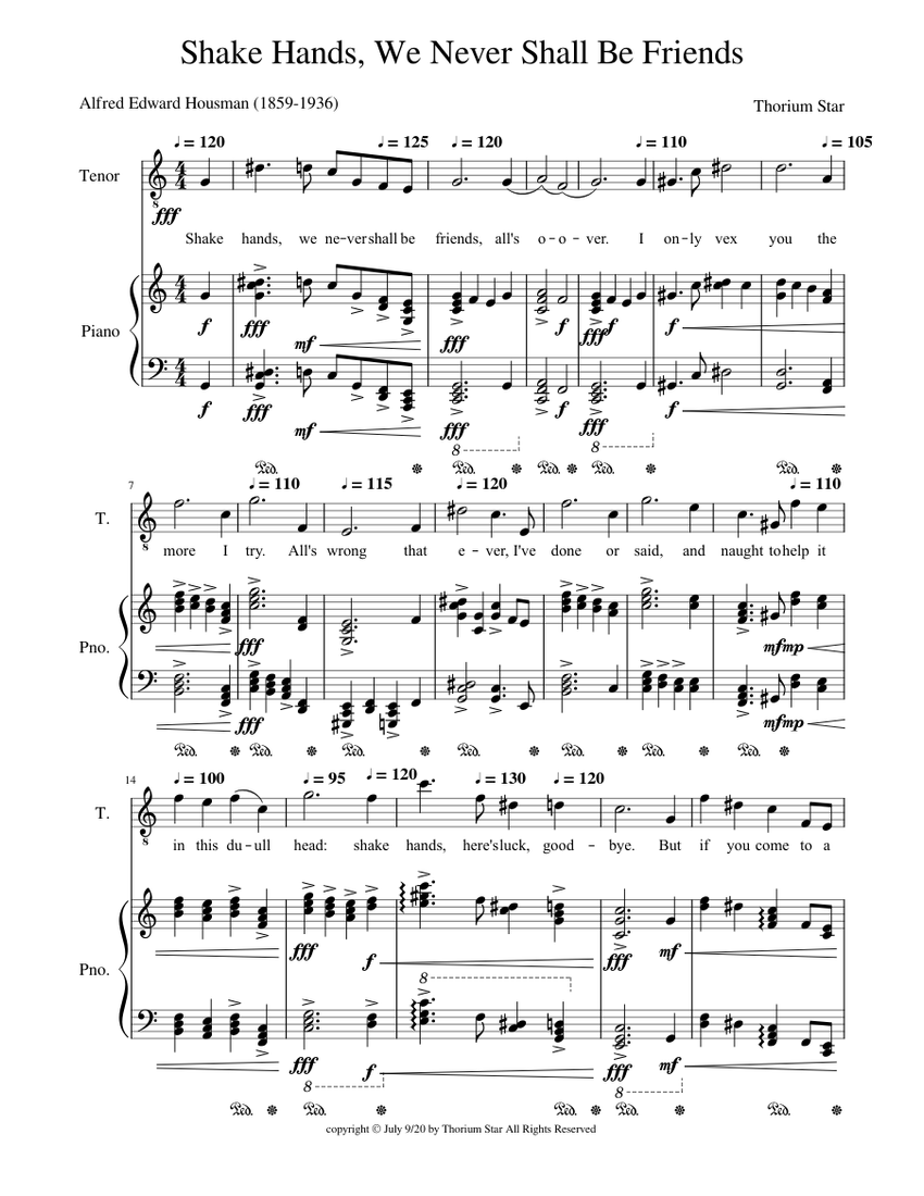 Shake Hands, We Never Shall Be Friends, Music © by Thorium Star 2020 ...