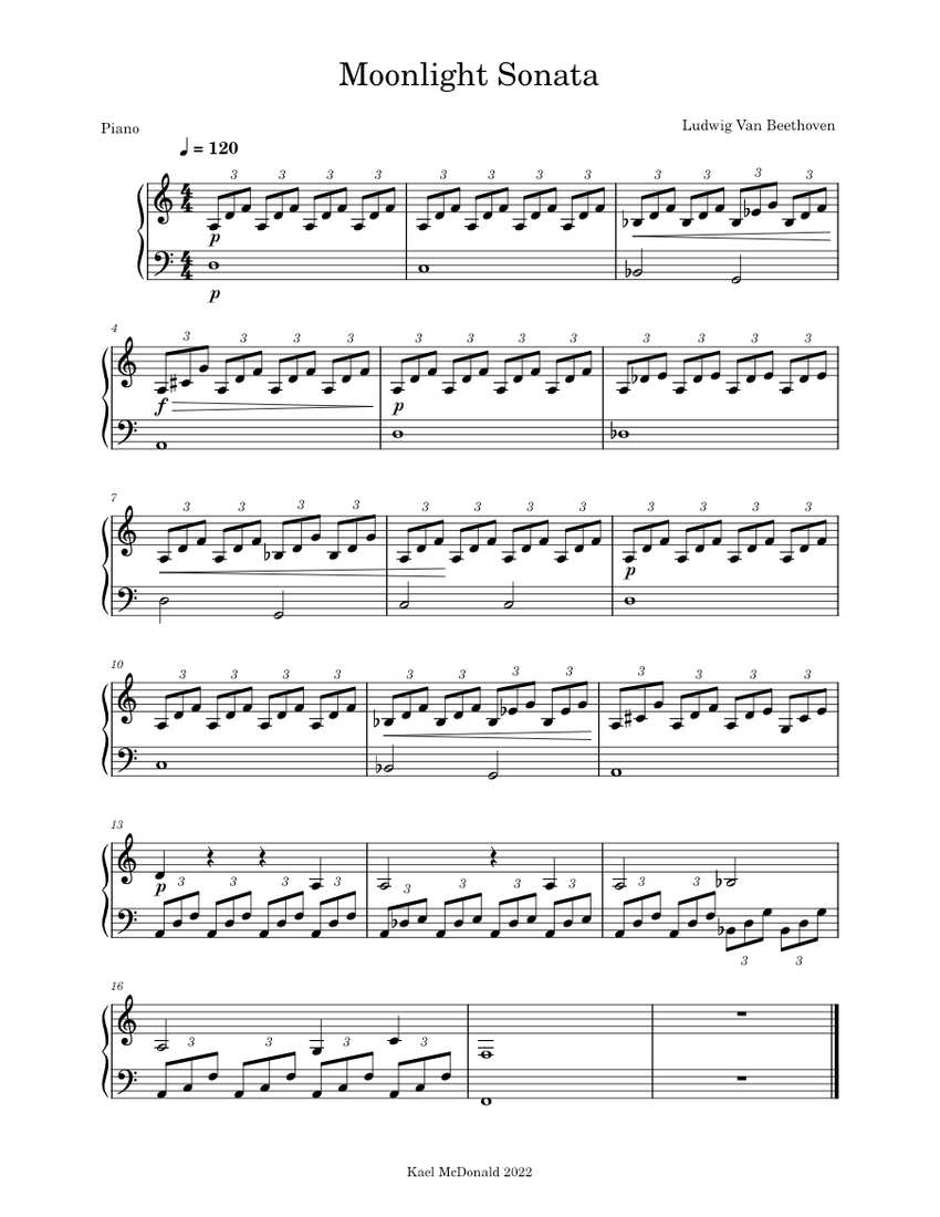 Moonlight Sonata – Ludwig van Beethoven Moonlight Sonata Sheet music ...