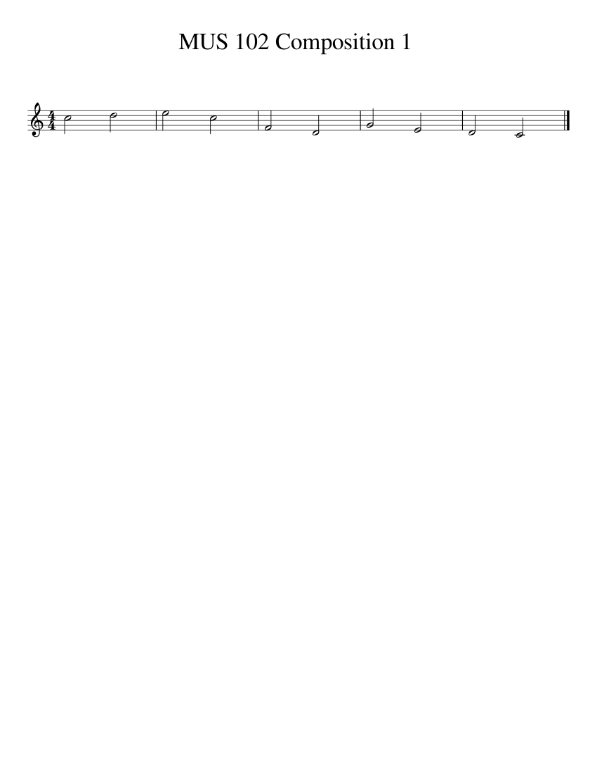 MUS 102 Composition 1 Sheet music for Piano (Solo) | Musescore.com