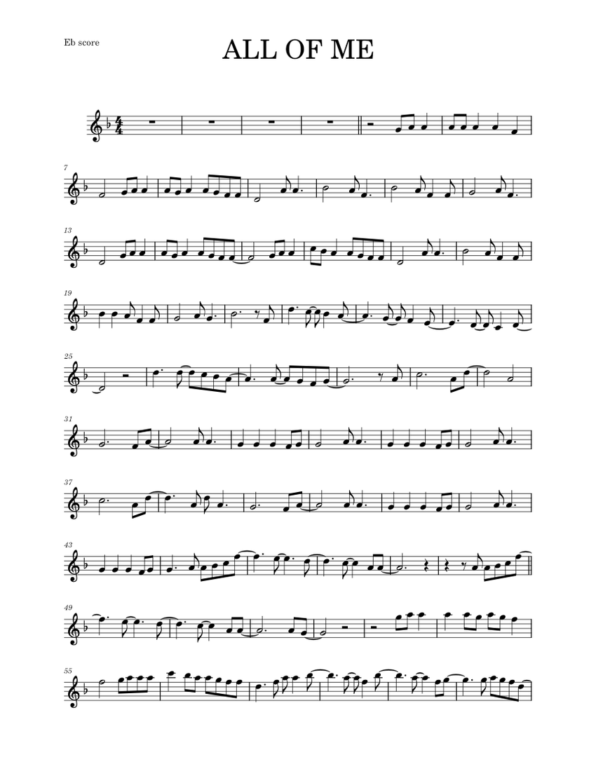 All of me – John Legend (ALTO SAX & PIANO) Sheet Music with Chords for ...