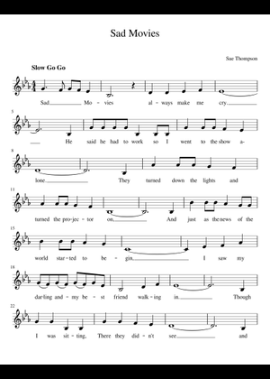 Sad Movies Sheet Music with Chords for Piano (Solo) | MuseScore.com
