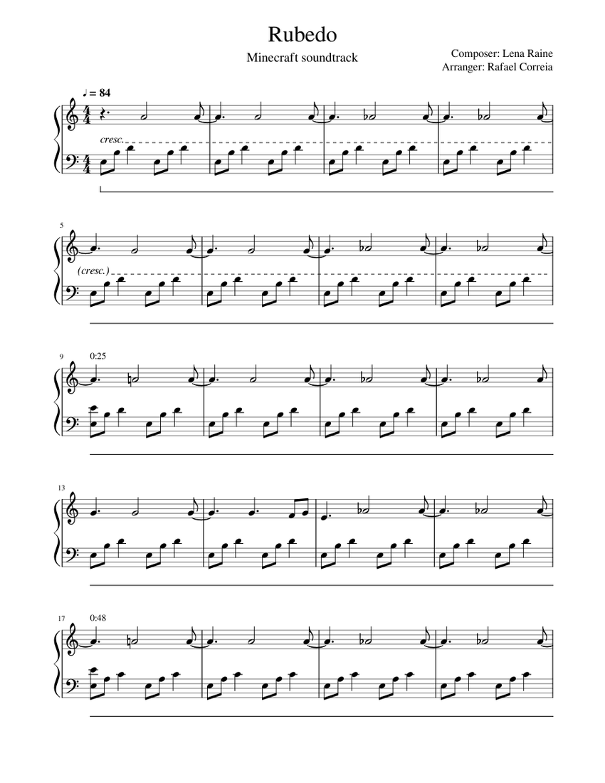 Lena Raine - Rubedo Sheet Music for Piano (Solo) Easy | MuseScore.com