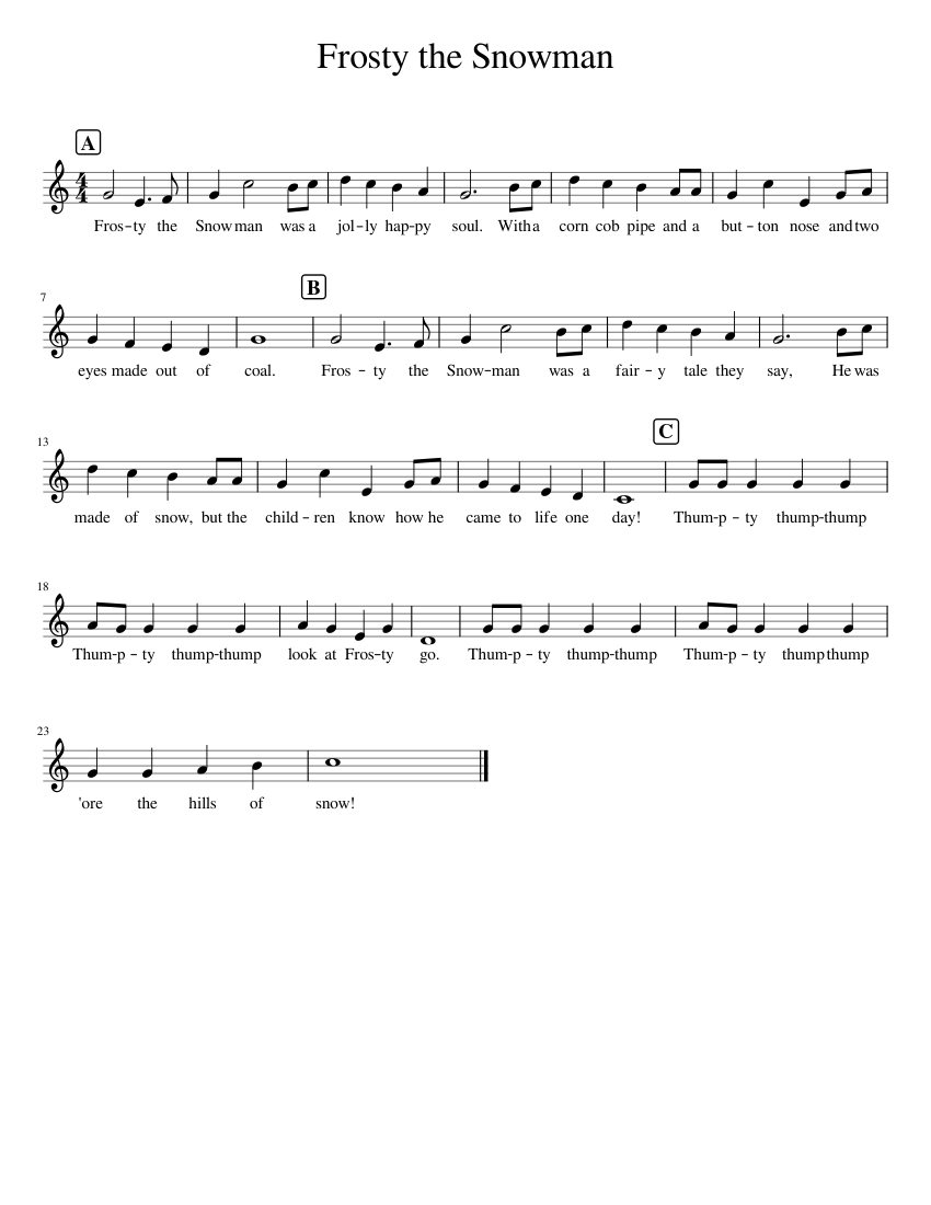 Frosty the snowman – Walter Rollins Frosty the Snowman Sheet music for ...