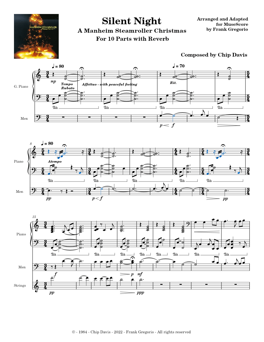 Silent Night - By Chip Davis - A Mannheim Steamroller Christmas Sheet ...